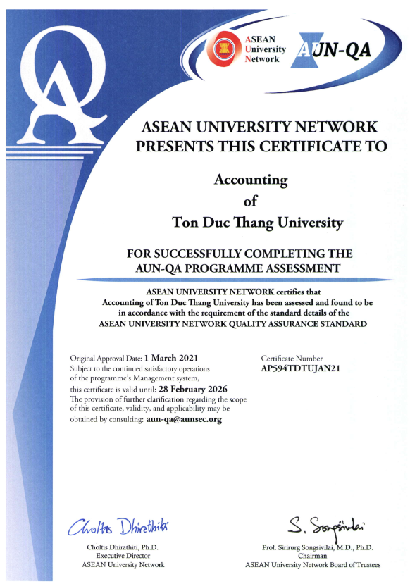 The accreditation of bachelor program of Faculty of Accounting ...